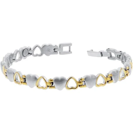 Steel Two Tone Heart Bracelet - Body Tune Plus
